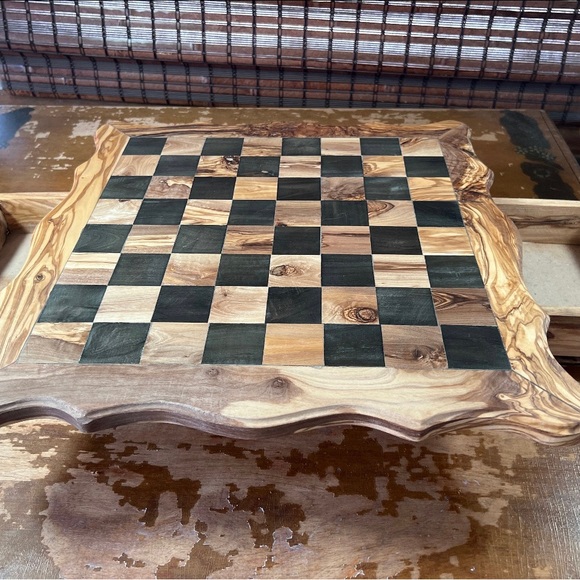 Games | New Rustic Handmade Rustic Olive Wood Chess Set 16 Board With ...
